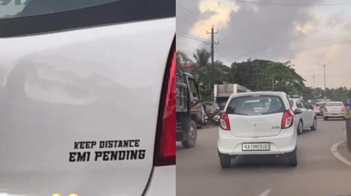 Viral Car Sticker: EMI Pending Message | 'അകലം പാലിക്കണേ... ഇഎംഐ പെന് ...