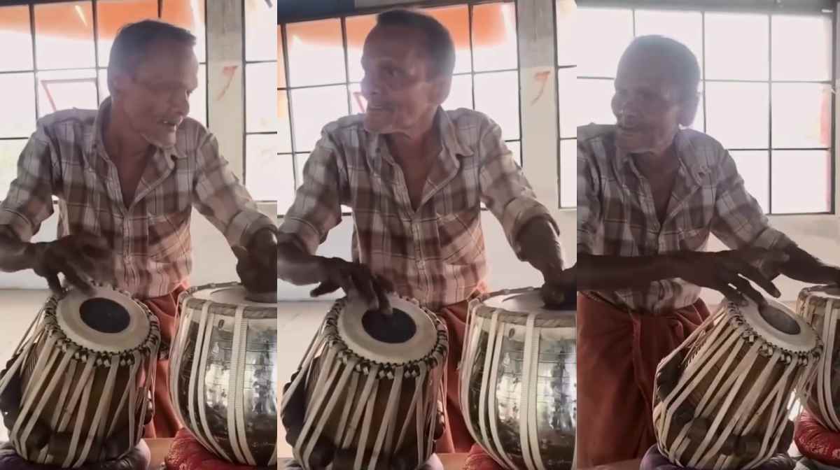 ആക്രിയെടുക്കാനെത്തി, തബലയില്‍ കോട്ടിക്കയറി ദാമു; അമ്പരന്ന് കാഴ്ചക്കാര് ...