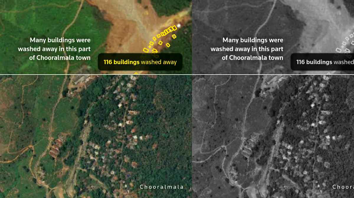 ദുരന്തത്തിനു മുന്‍പും ശേഷവും; വയനാട് ദുരന്തത്തിന്‍റെ ഉപഗ്രഹചിത്രങ്ങള് ...