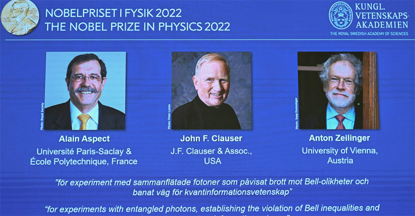 ഭൗതികശാസ്ത്ര നൊബേല്‍ 3 പേര്‍ക്ക്; പുരസ്കാരം ക്വാണ്ടം മെക്കാനിക്സിലെ ...