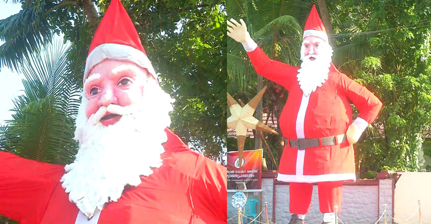 30 അടി ഉയരം; കാഴ്ചവിരുന്നൊരുക്കി കൂറ്റന്‍ സാന്റാക്ലോസ് ശില്പം