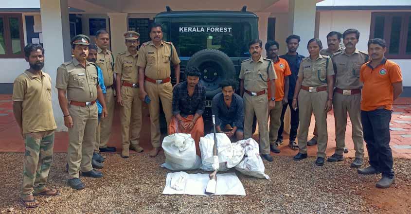 വനത്തില്‍ അതിക്രമിച്ച് കയറി മ്ലാവിനെയും മുള്ളന്‍പന്നിയെയും വേട്ടയാടി ...