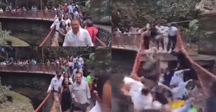 മേയർ നടന്ന് ഉദ്ഘാടനം ചെയ്തു; പുതിയ പാലം തകർന്ന് താഴേക്ക്; വിഡിയോ ...